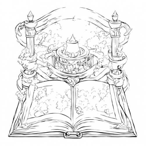 Download Black and White Drawing of an Open Book with Magic Spell ...