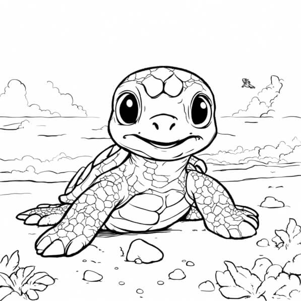 Download Baby Sea Turtle on Beach Coloring Page Coloring pages Online ...
