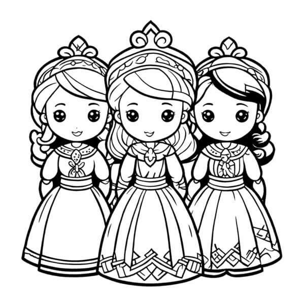 Download Three Princesses Coloring Page Coloring pages Online ...