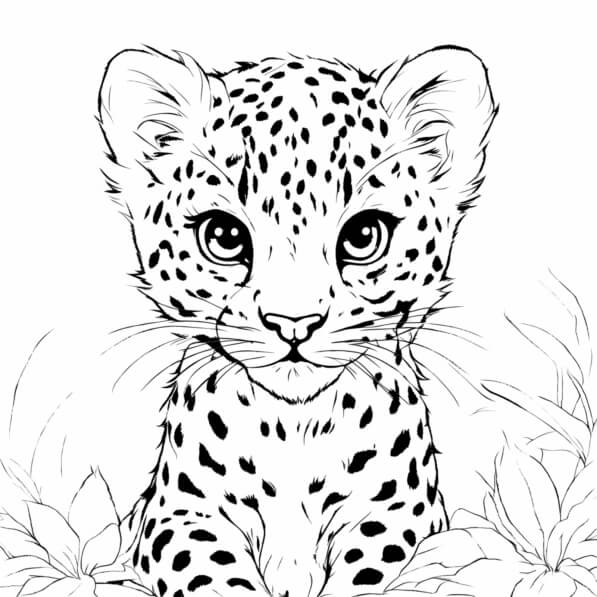 Download Black and White Leopard Cub Coloring pages Online - Creative ...