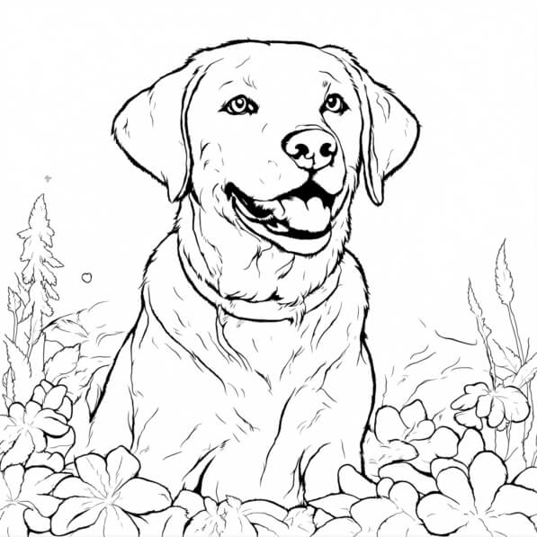 Download Dog Coloring Page with Flowers Coloring pages Online ...