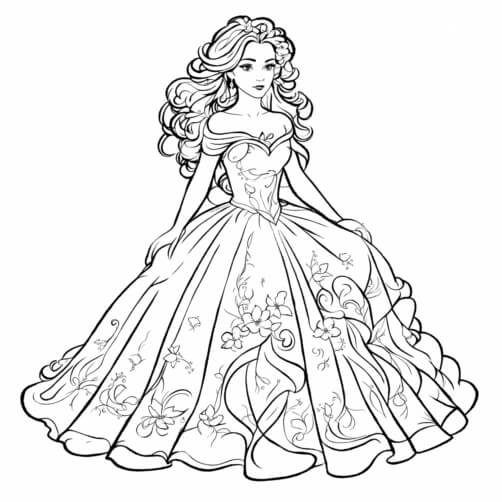 Descarga Página para Colorear de Princesas en Blanco y Negro Páginas ...