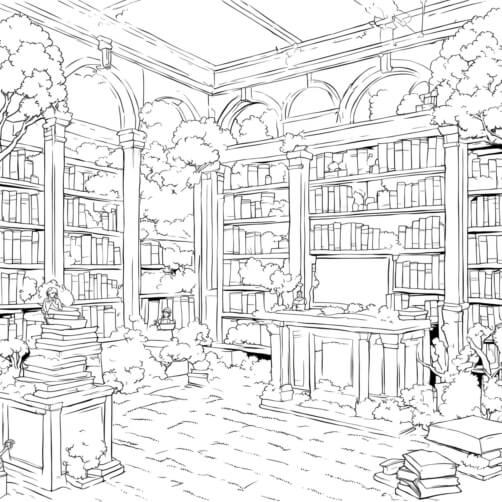 Download Black and White Bookcase Drawing Coloring pages Online ...