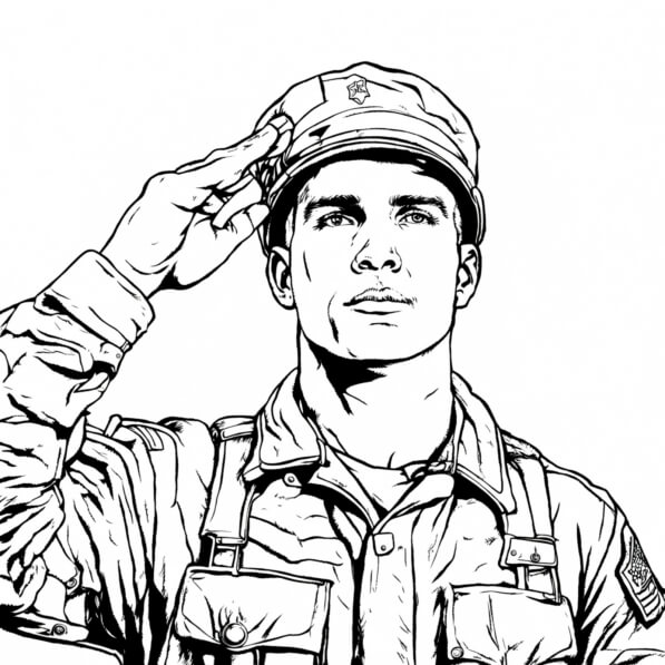 Download Soldier Saluting in Army Uniform Coloring pages Online ...