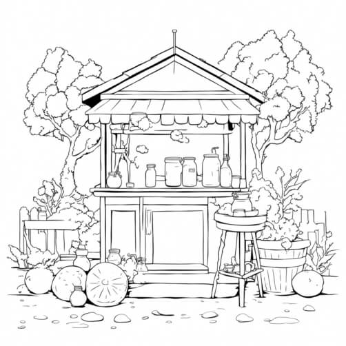 Download Farm Stand with Fruits and Vegetables Coloring pages Online ...
