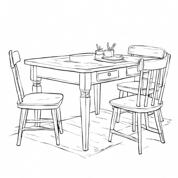 Download Empty Dining Room Table Drawing Coloring pages Online ...