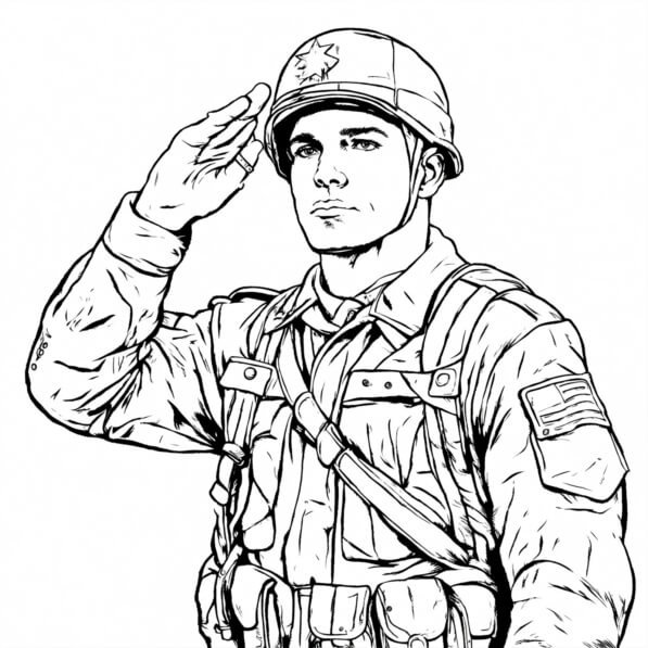 Download Soldier Saluting in Army Uniform Coloring pages Online ...