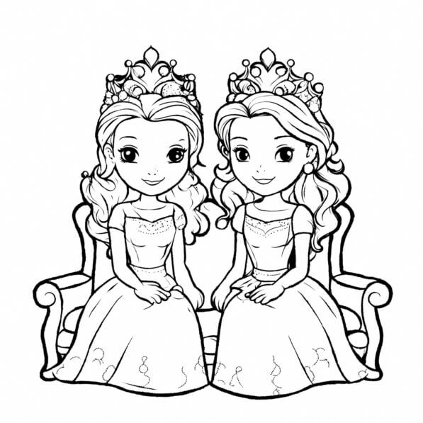 Download Two Princesses Coloring Pages Coloring pages Online - Creative ...