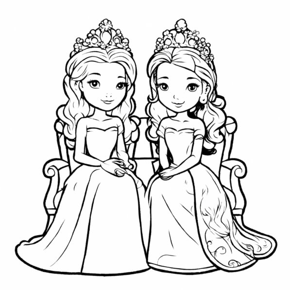 Download Two Princesses Coloring Pages Coloring pages Online - Creative ...