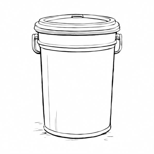Download Black-and-White Drawing of an Empty Bucket Coloring pages ...
