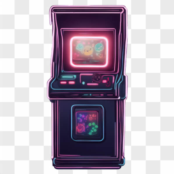 Download Neon-Lit Arcade Machine with Various Games Cartoons Online ...