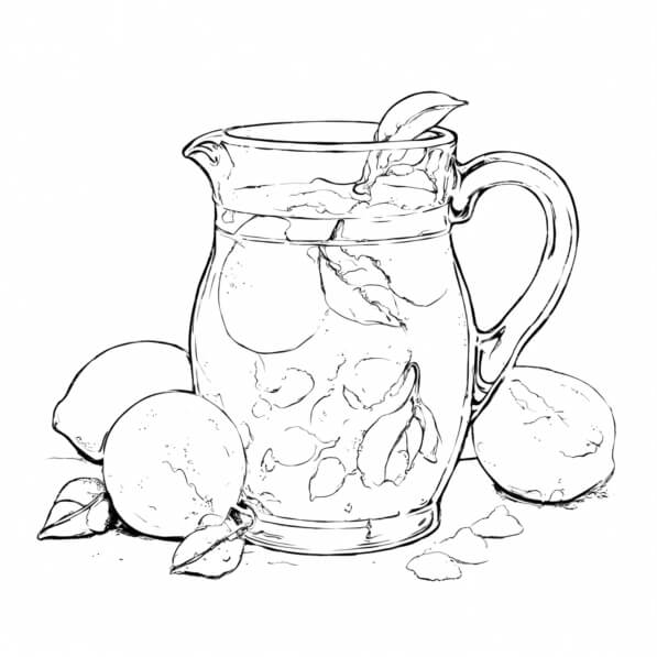 Descarga Jarra con Limones y Fruta Páginas para colorear En Línea ...