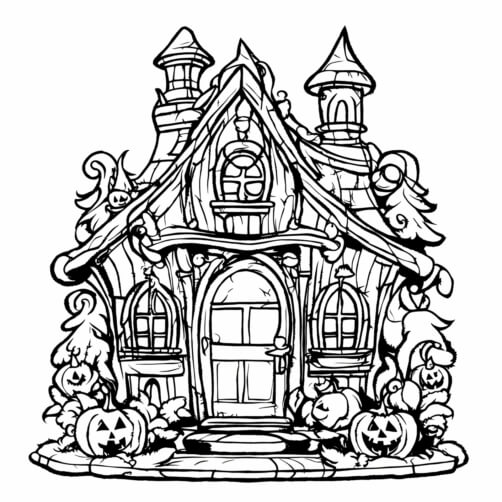 Download Spooky Halloween Coloring Pages with Haunted House Coloring ...