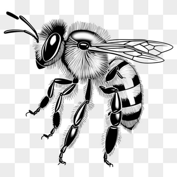 Download Black-and-White Drawing of Bees in Flight Sketches Online ...
