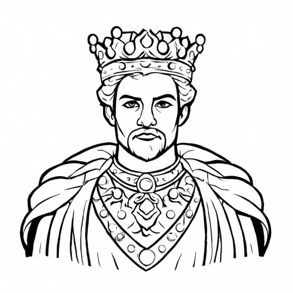 Download Black and White Drawing of a King with Crown Coloring pages ...