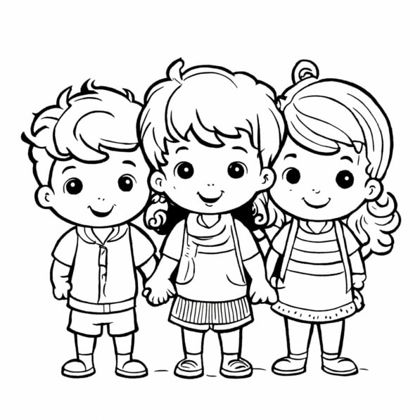 Download Children Coloring Together Coloring pages Online - Creative ...