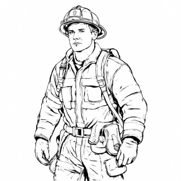 Download Firefighter Coloring Page Coloring pages Online - Creative Fabrica