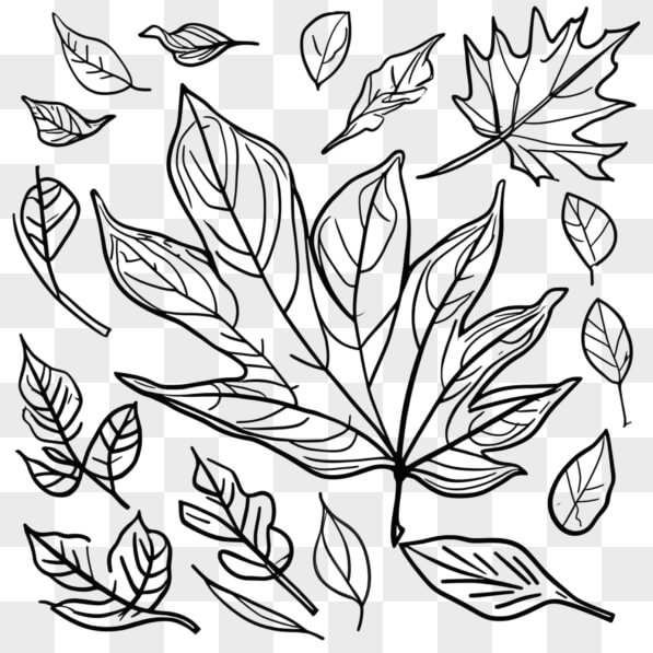 Download Black and White Autumn Leaves Outline Sketches Online ...