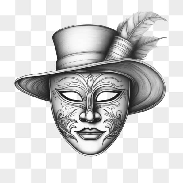 Download Masquerade Mask Illustration with Feathered Top Hat Sketches ...
