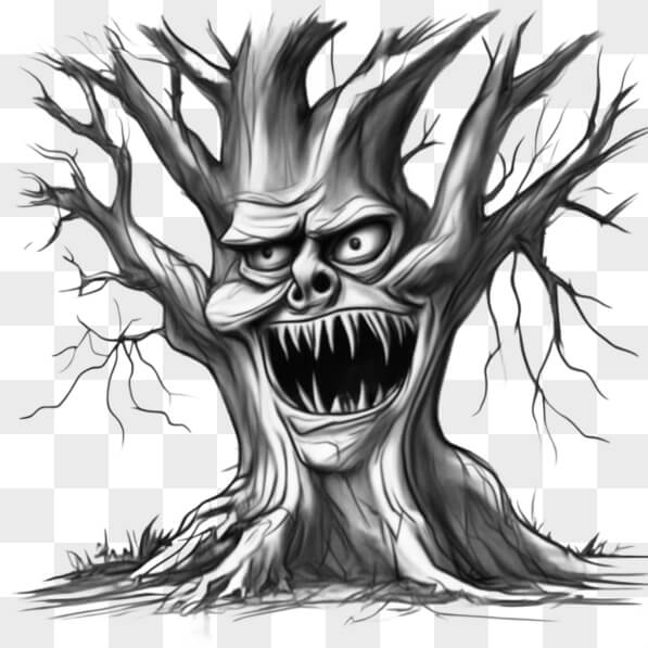 Download Spooky Angry Tree Drawing Sketches Online - Creative Fabrica