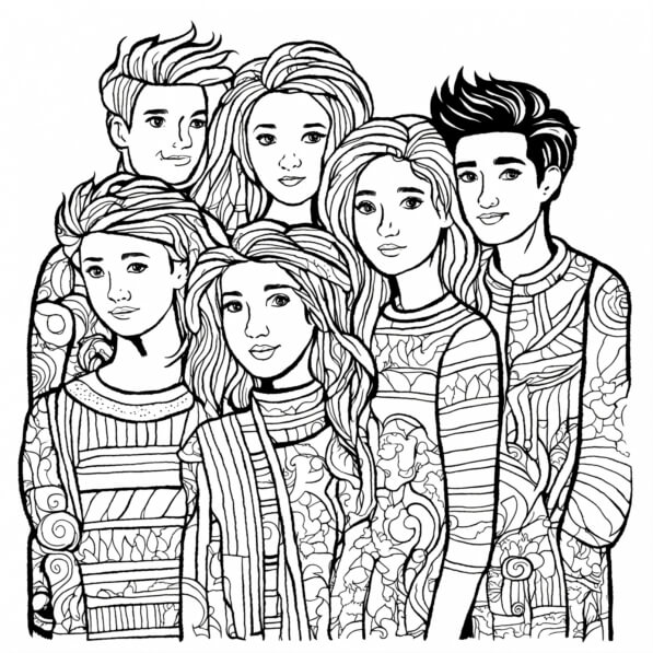 Download Young People Standing in Front of Adult Coloring Page Coloring ...