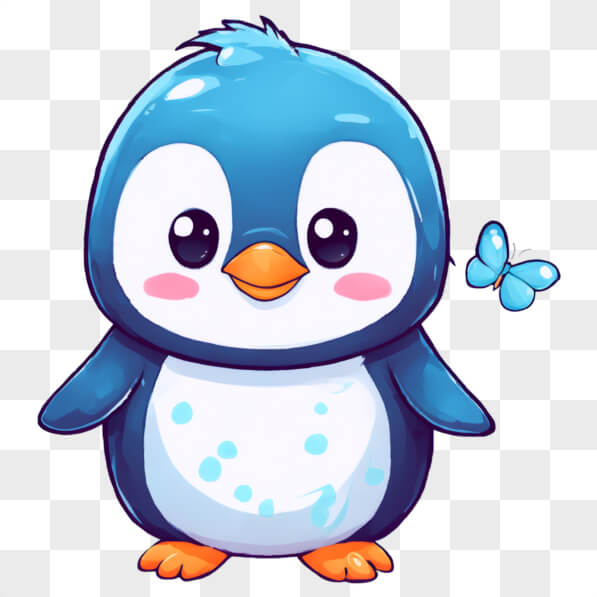 Download Kawaii Blue Penguin with Butterfly Kawaii Online - Creative ...