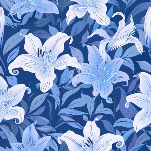 Download White Lily Seamless Pattern Patterns Online - Creative Fabrica