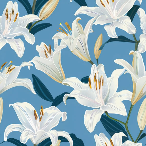 Download Seamless White Lily Pattern Patterns Online - Creative Fabrica