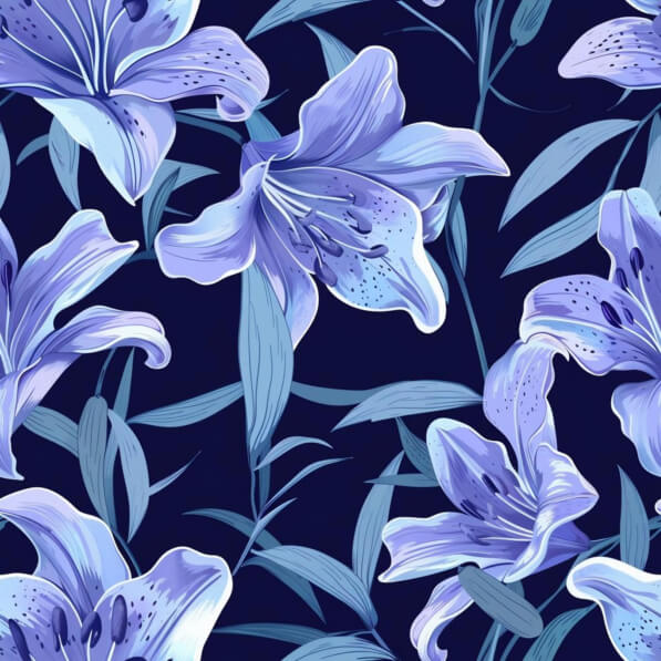 Download Blue Lilies Floral Pattern Patterns Online - Creative Fabrica