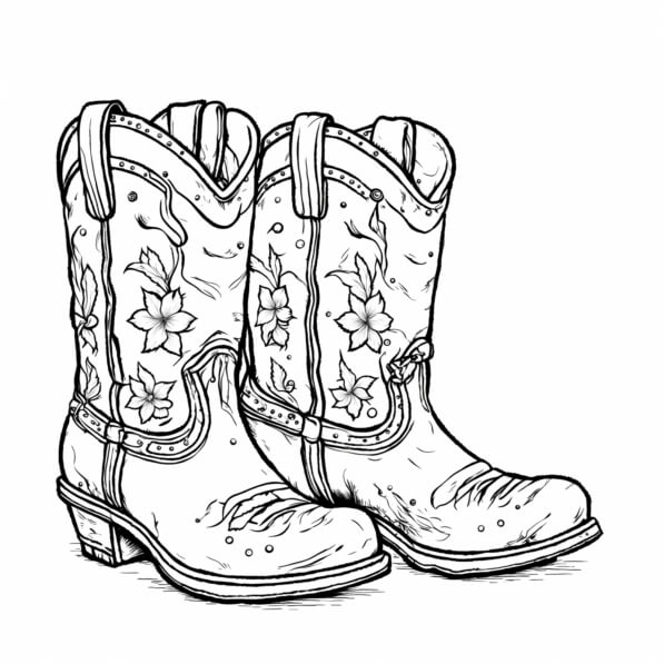 Télécharger Bottes de Cowboy Finement Conçues avec Motifs Floraux Pages ...