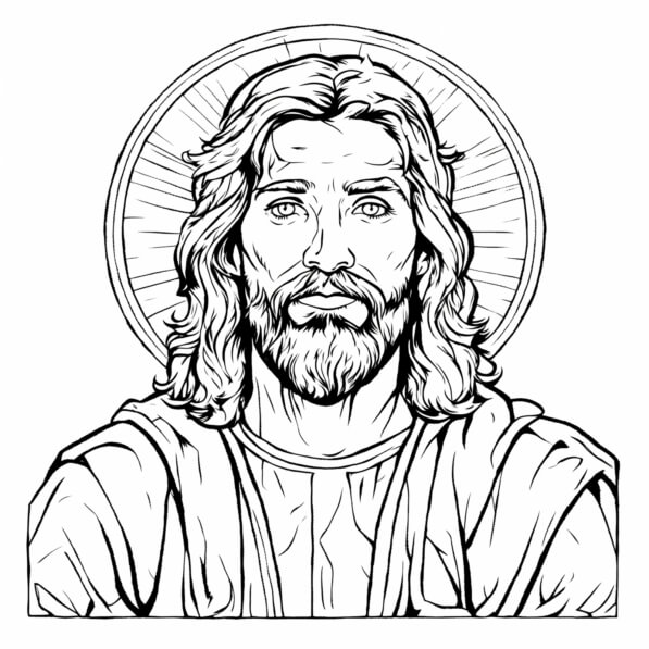 Download Black and White Drawing of Jesus Coloring pages Online ...