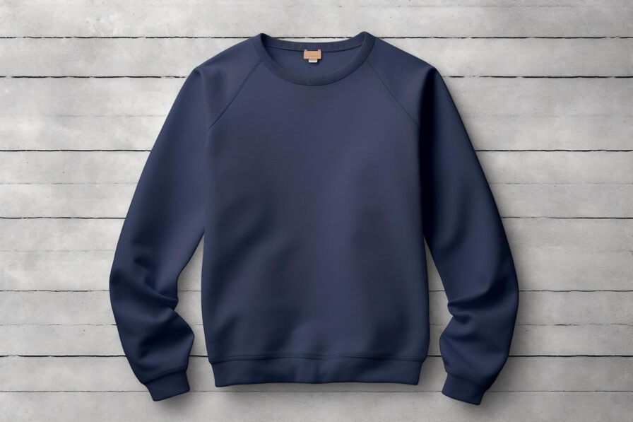 Download Navy Blue Sweatshirt on Wooden Background Mockups Online ...