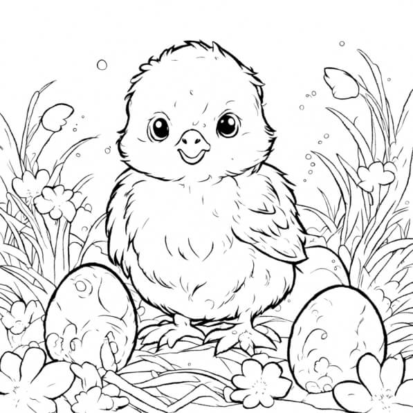 Download Spring Coloring Pages with Cute Chick and Easter Eggs Coloring ...