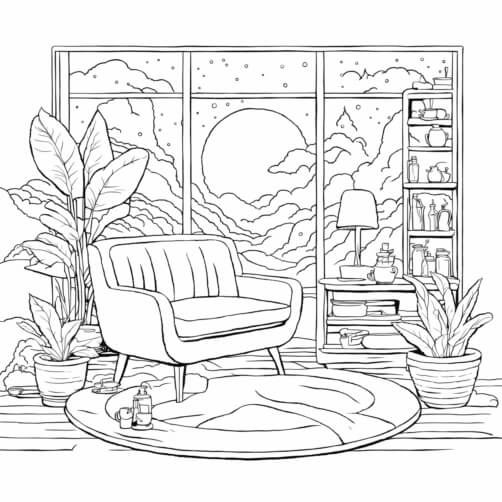 Download Living Room Coloring Page Coloring pages Online - Creative Fabrica