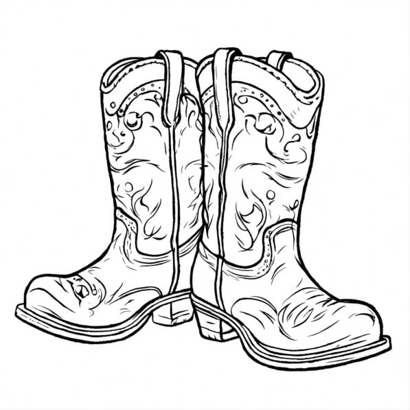 Télécharger Page à colorier de bottes de cowboy Pages de coloriage En ...