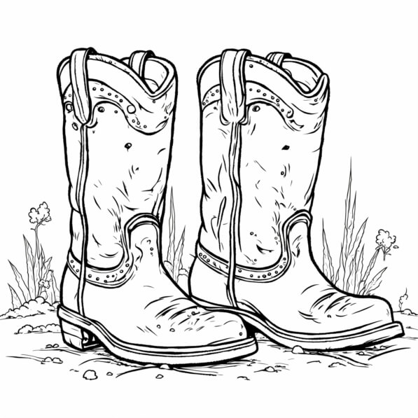 Download Cowboy Boots Coloring Page Coloring pages Online - Creative ...