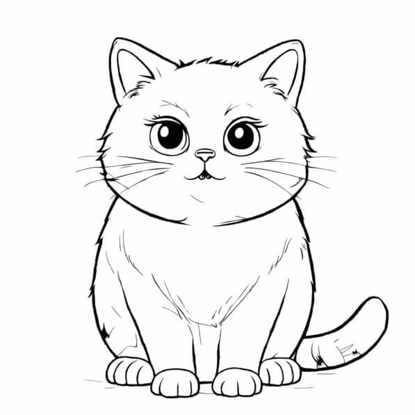 Download White Cat Sitting Down Coloring pages Online - Creative Fabrica