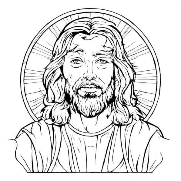 Download Stylized Religious Figure in Black and White Coloring pages ...