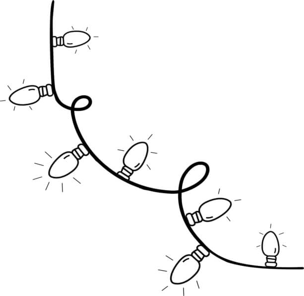 Download Black and White Drawing of Christmas Lights Borders & Corners ...