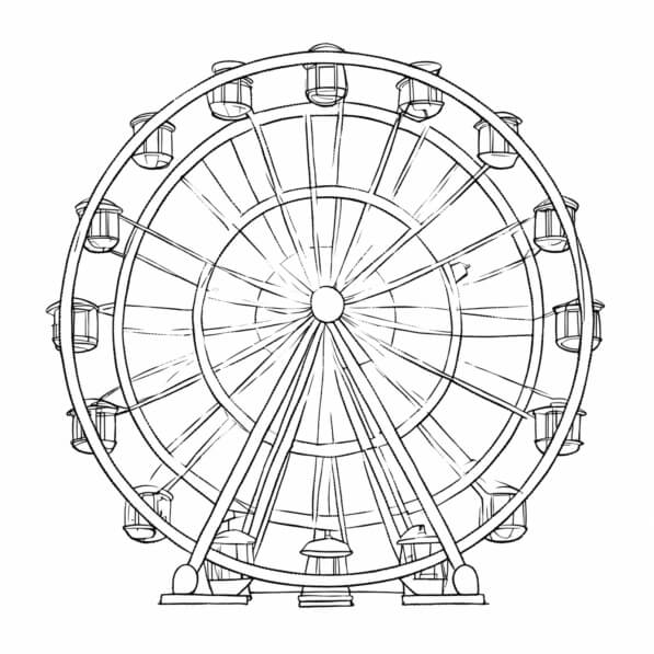Download Zwart-witte tekening van een reuzenrad Kleurplaten online op ...