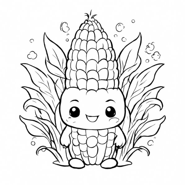 Download Cartoon Corn on the Cob Coloring Page Coloring pages Online ...