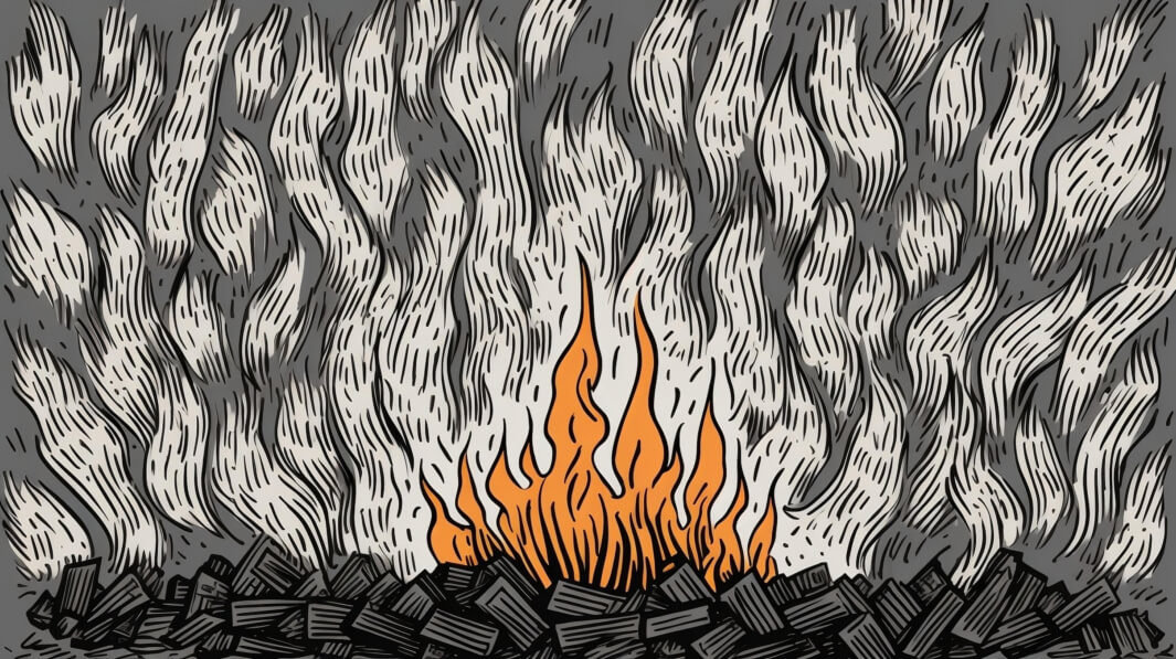 Download Black and White Drawing of an Open Fire with Burning Logs ...