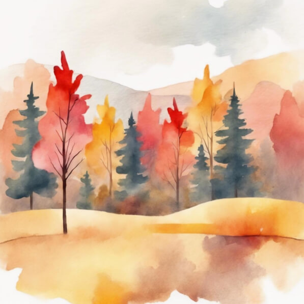Download Beautiful Autumn Landscape in Watercolor Backgrounds Online ...
