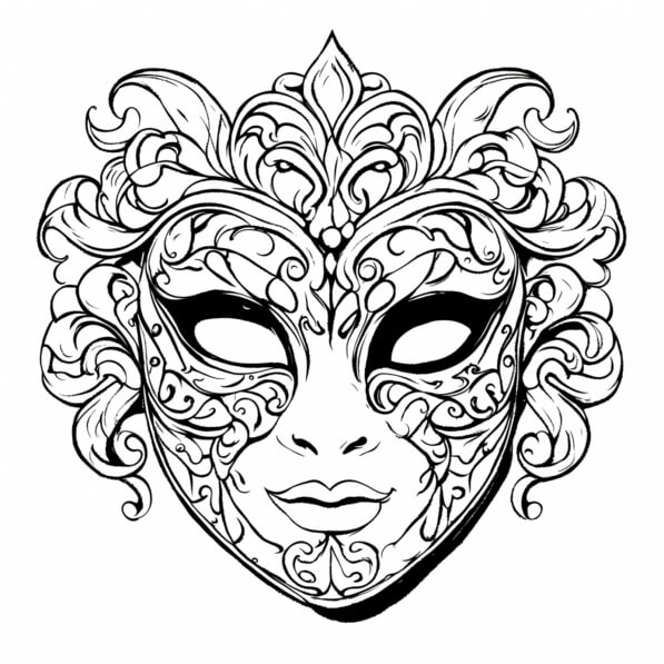 Download Intricate Masquerade Mask Coloring pages Online - Creative Fabrica