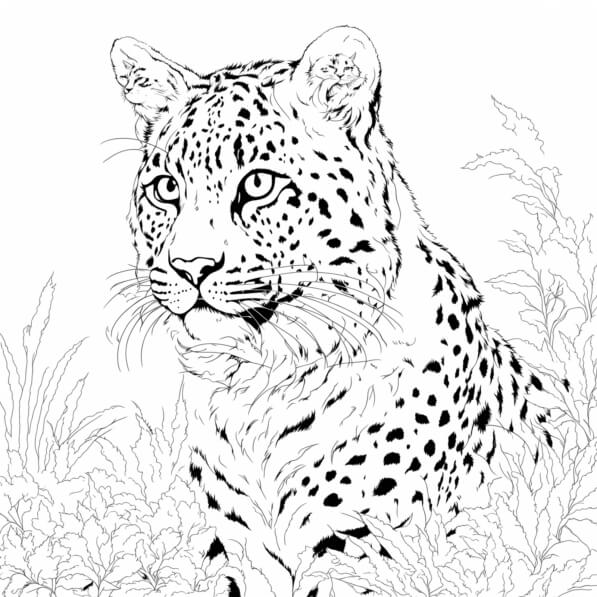 Download Elegant Leopard Line Drawing Coloring pages Online - Creative ...