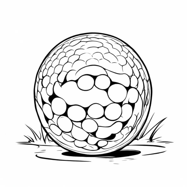 Download Golf Ball on Grass Coloring pages Online - Creative Fabrica