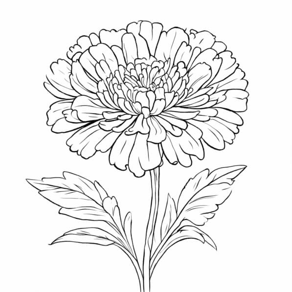Download Intricate Line Drawing of a Marigold Flower Coloring pages ...