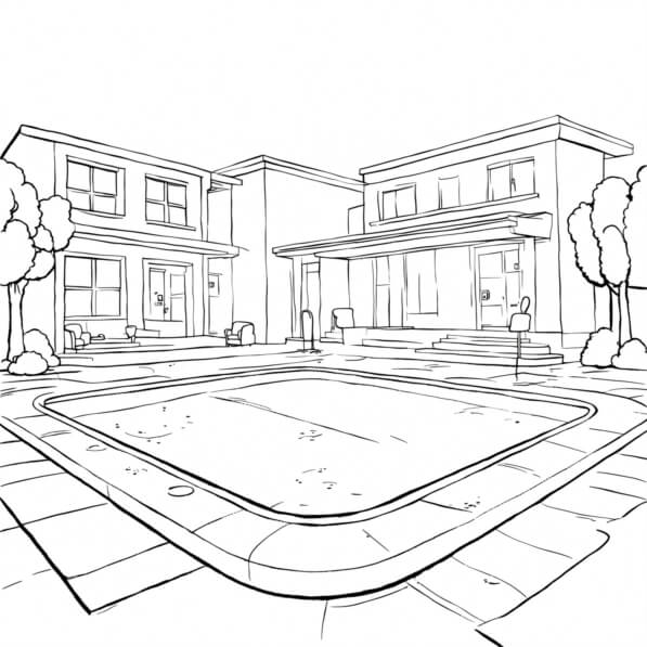 Baixe Ilustração em Arte Linear de uma Área Residencial com Casas e ...