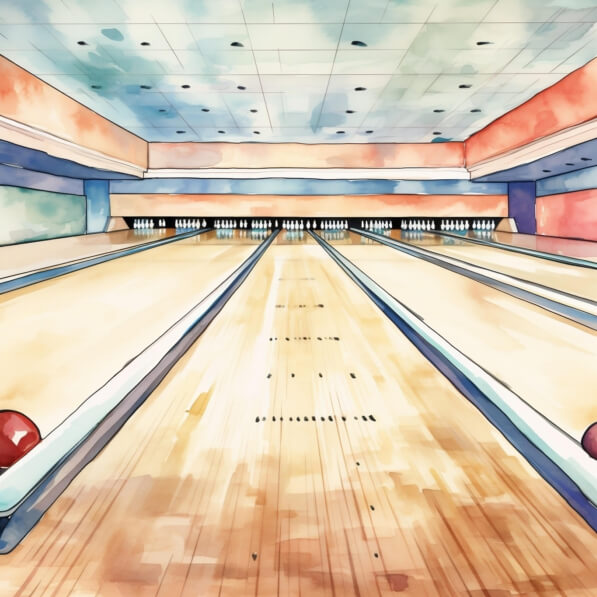 Download Bowling Alley with Polished Lanes and Colorful Decor ...
