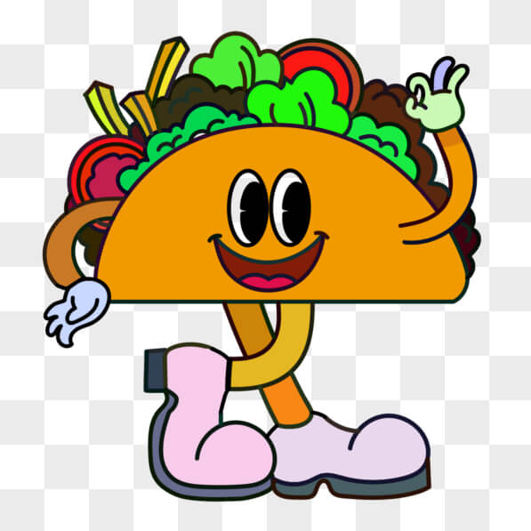 Descarga Personaje de Taco en Caricatura Corriendo y Saludando Cartoons ...